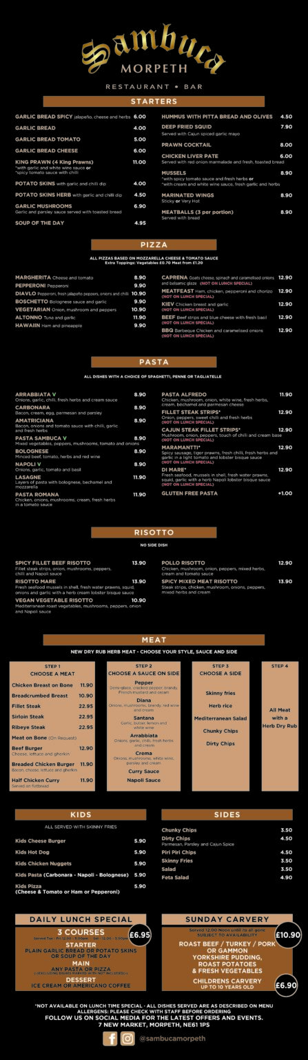 Sambuca Restaurants – ..Serving Italian classics since 2001..